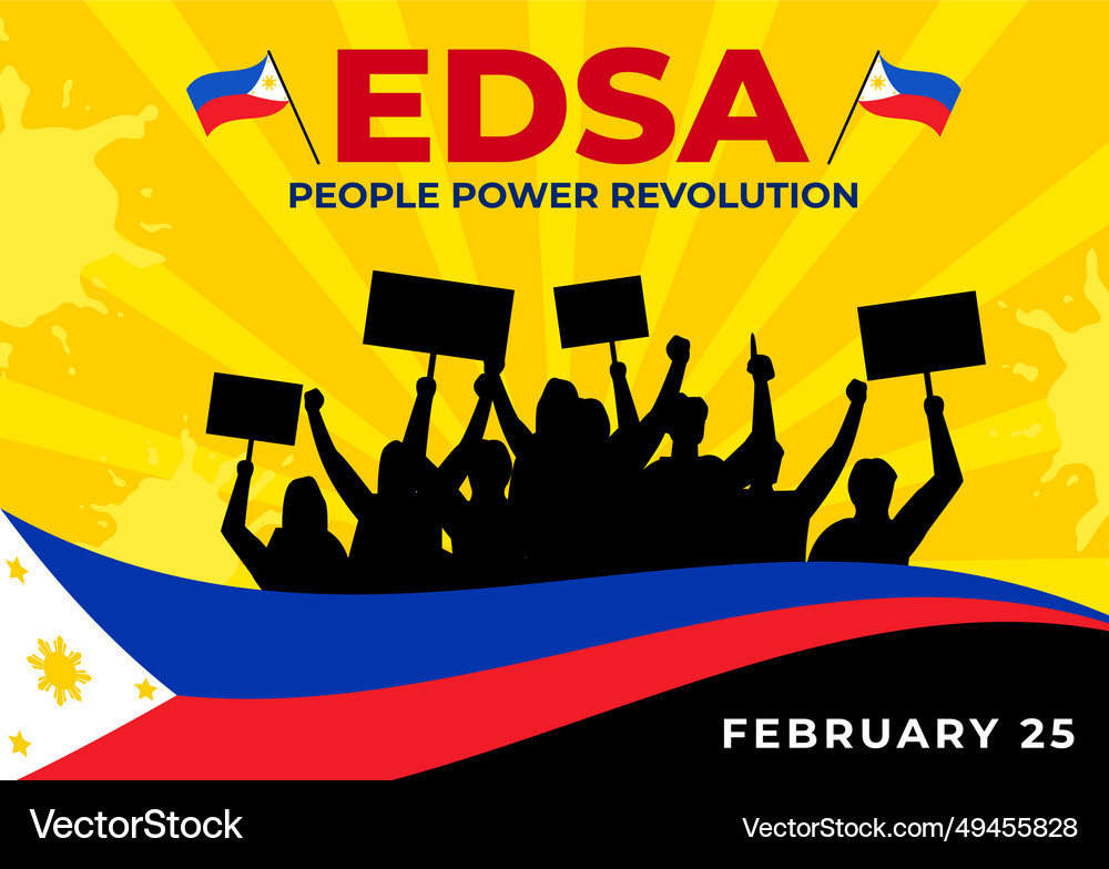 Edsa people power revolution anniversary Vector Image