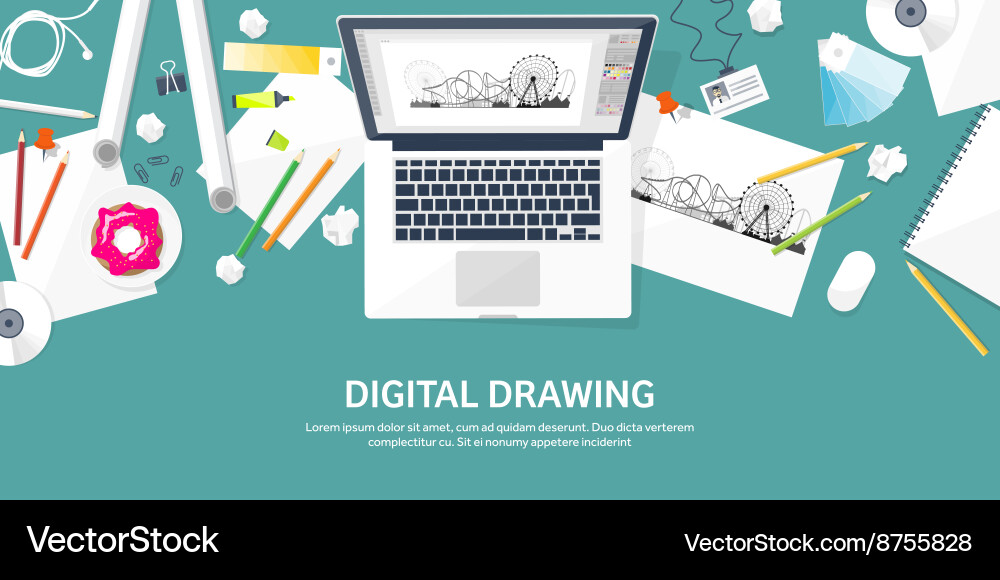 Graphic web design drawing and painting Royalty Free Vector