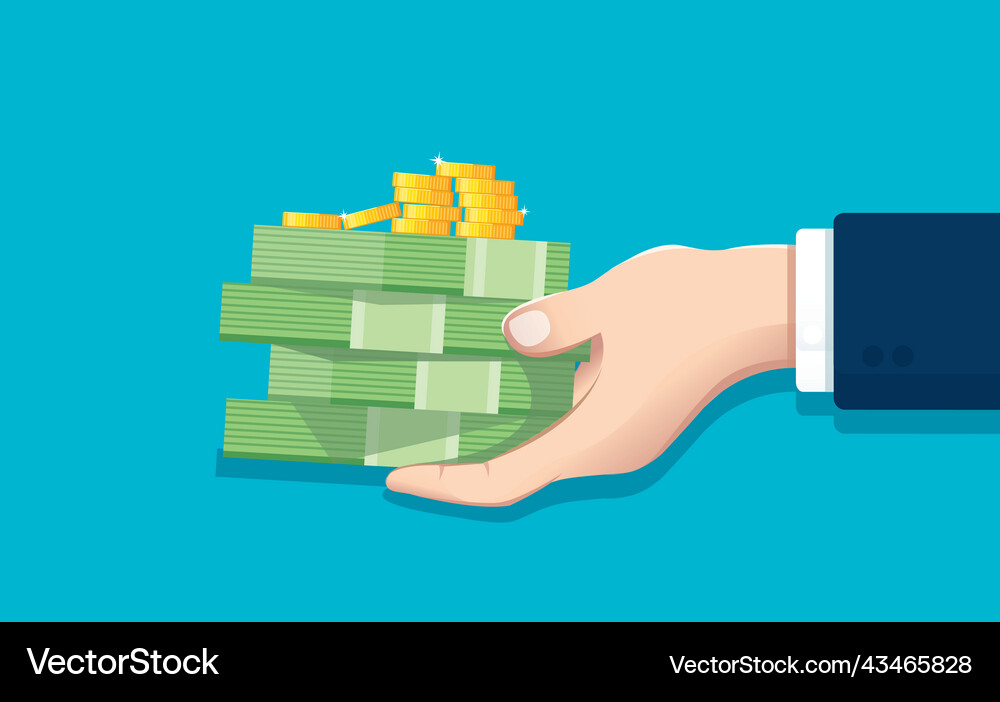 Hand holding coin money Royalty Free Vector Image