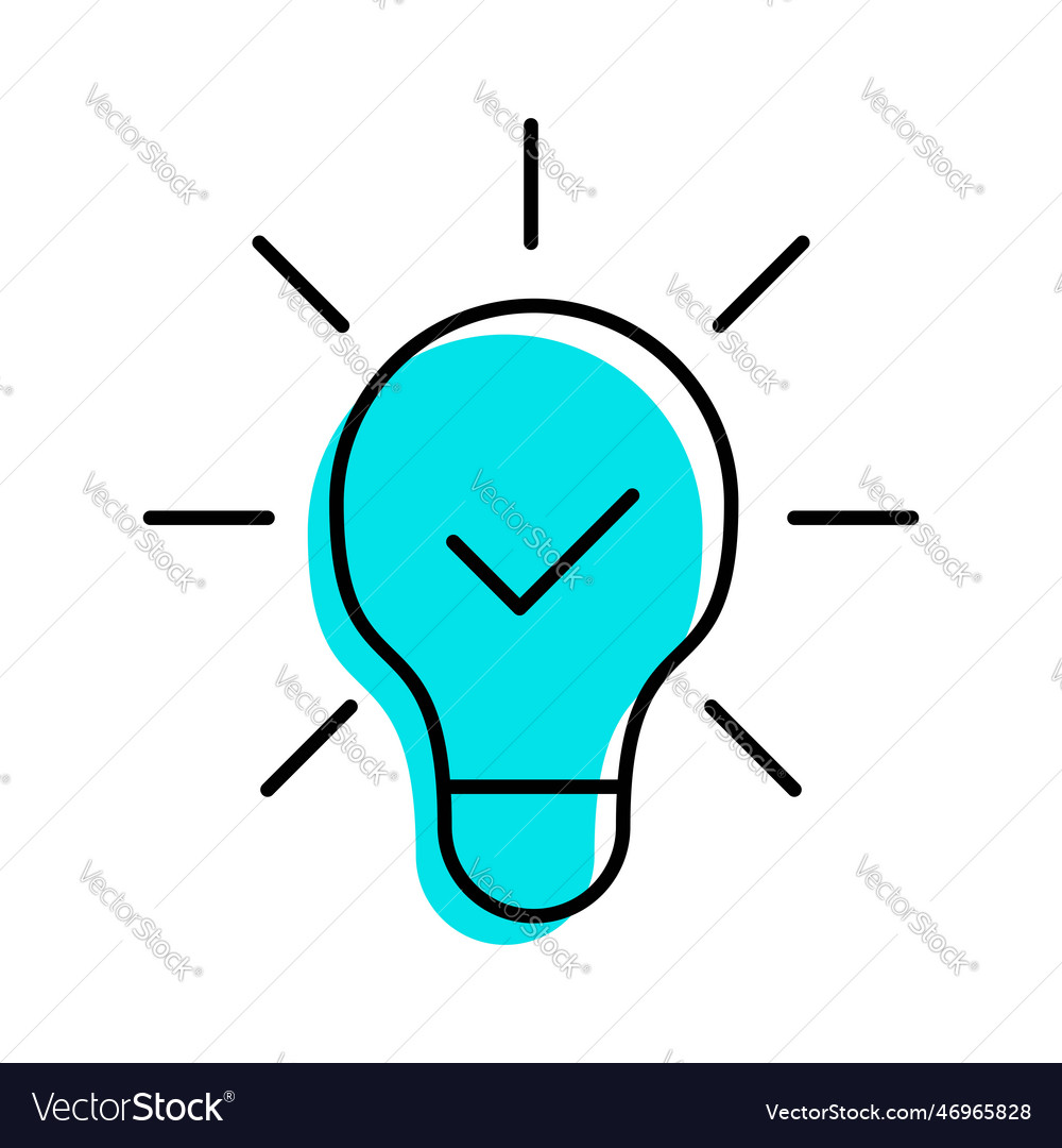 Lightbulb lamp idea outline blue icon Royalty Free Vector