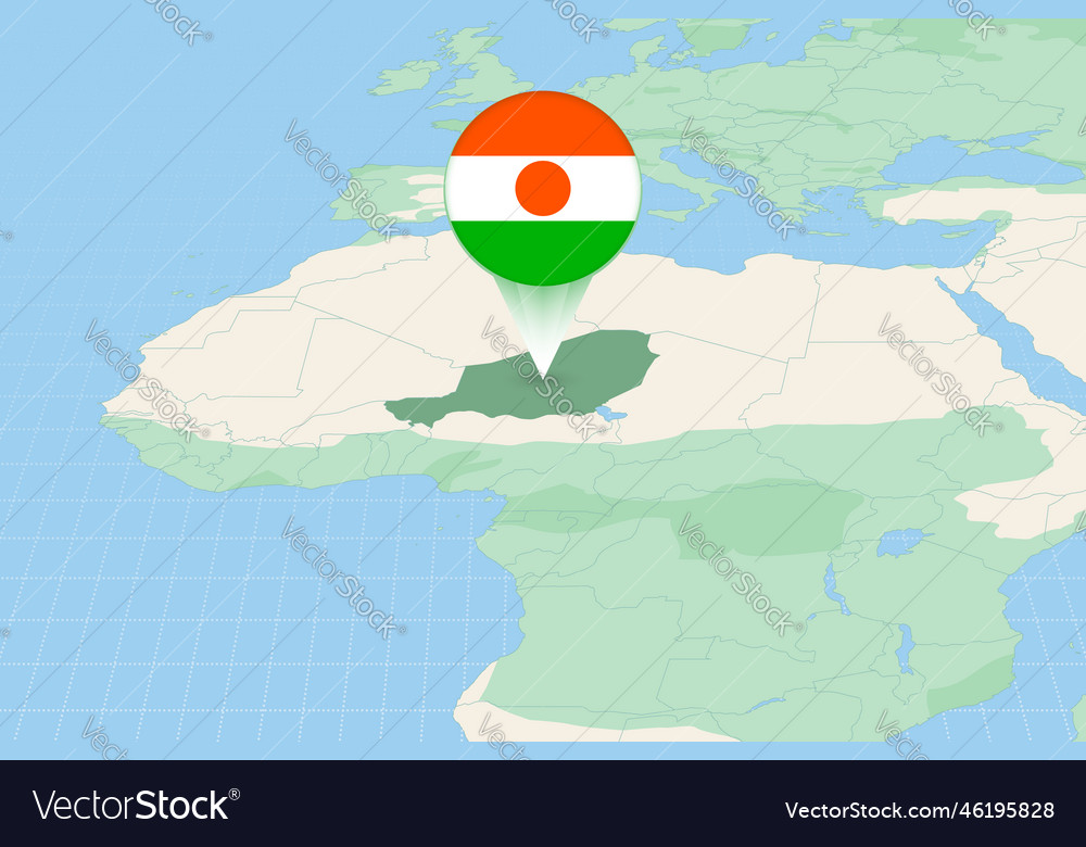 Map of niger with the flag cartographic of niger Vector Image