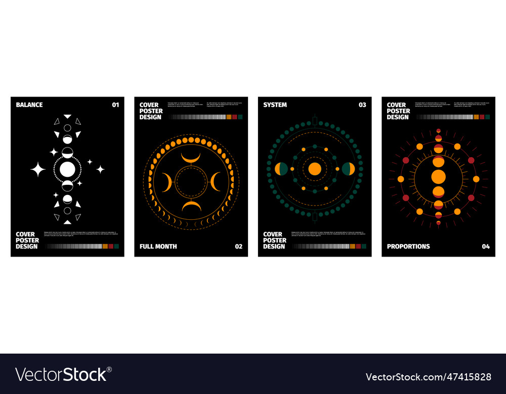 Moon phases posters minimalistic print collection Vector Image