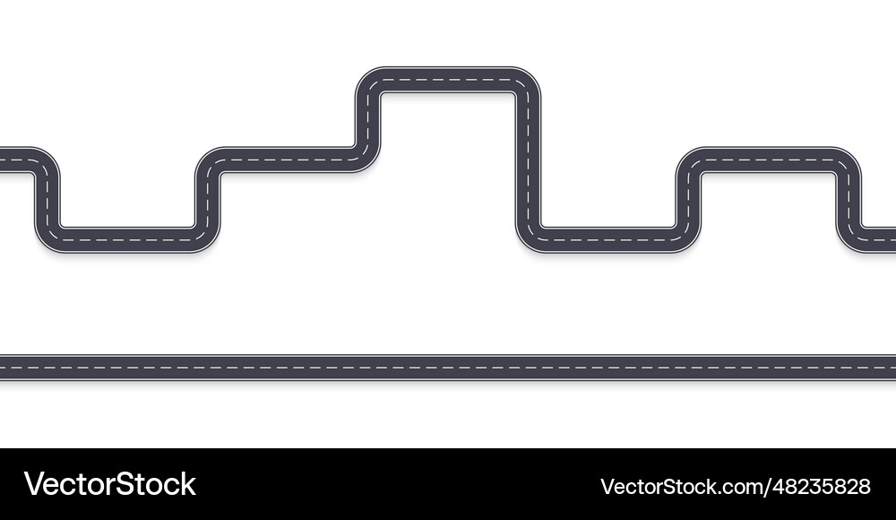 Road template set high view straight and curve Vector Image