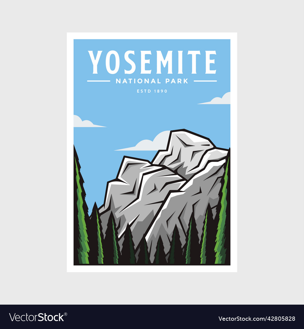 Yosemite National Park Poster Design Royalty Free Vector