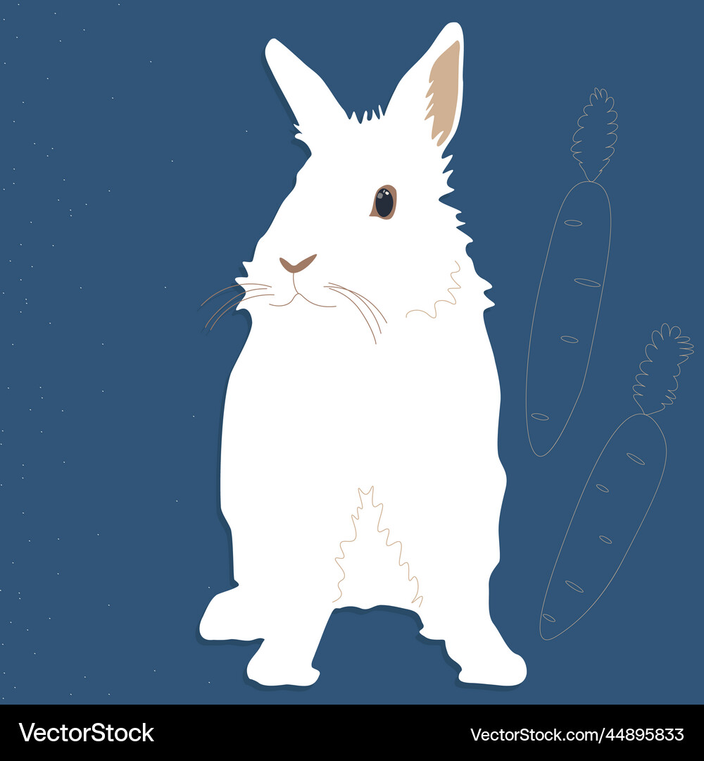 A white fluffy rabbit with long ears is sitting Vector Image