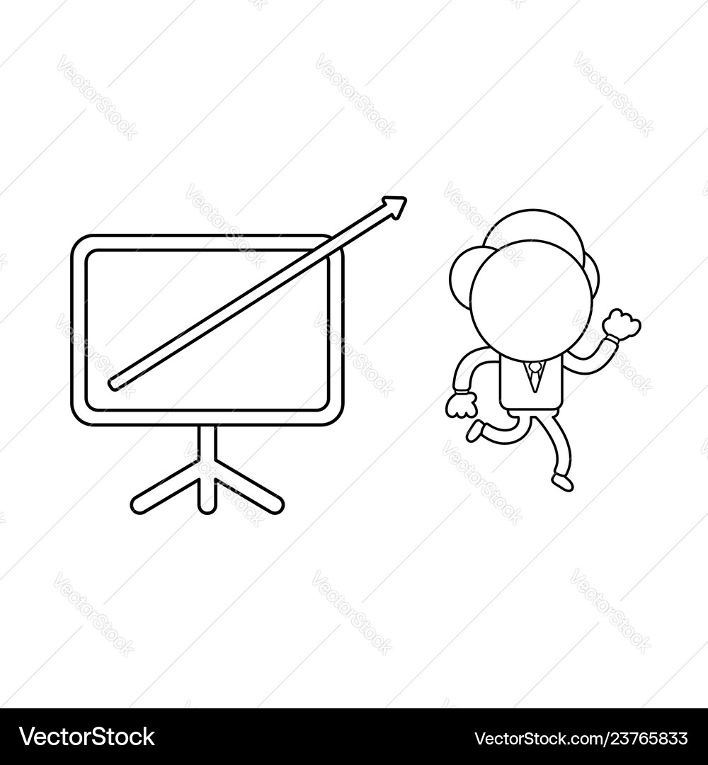 Businessman character running with sales chart Vector Image