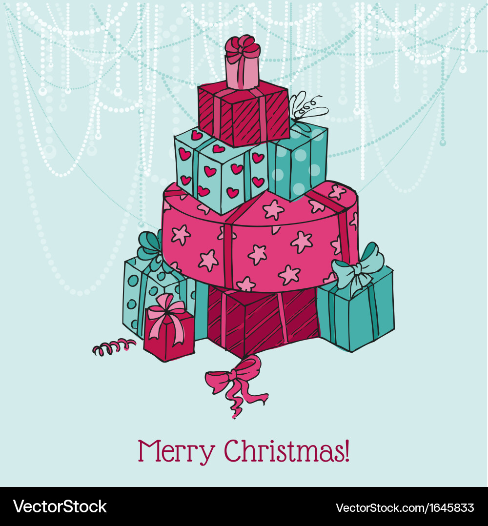 Christmas card - tree from gifts Royalty Free Vector Image