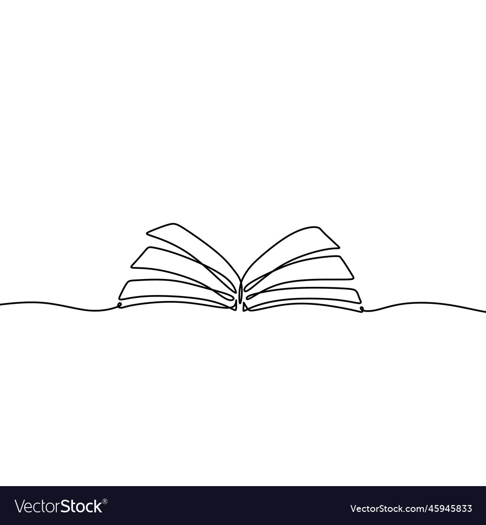 Continuous one line drawing open book with flying Vector Image