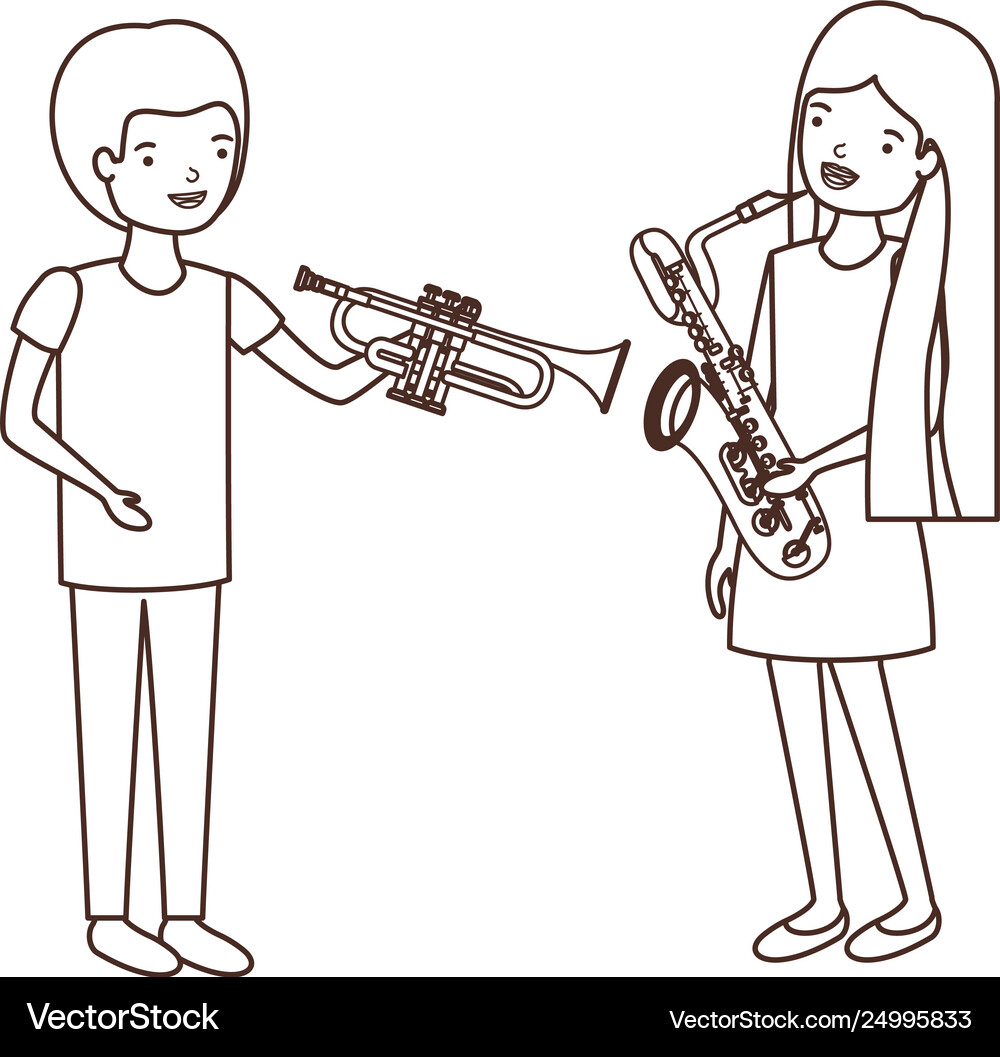 Couple with musical instruments avatar character Vector Image