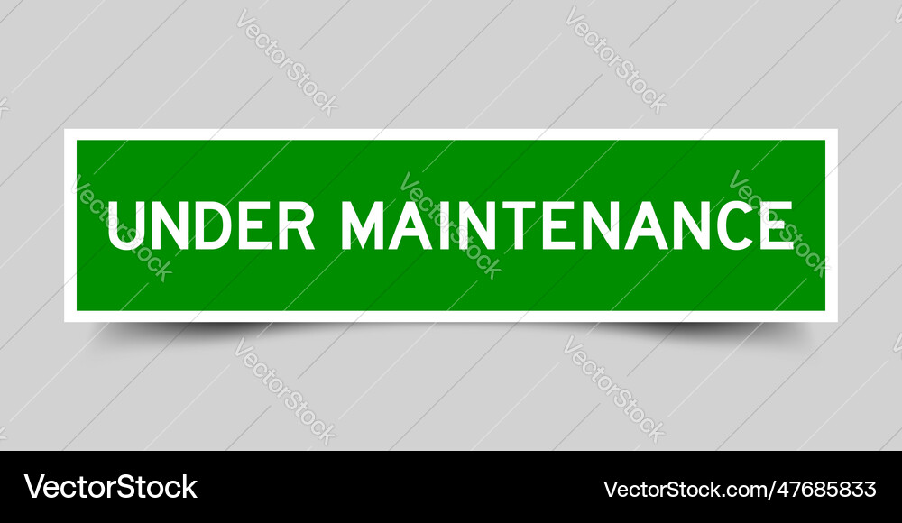 Green color square shape sticker label with word Vector Image