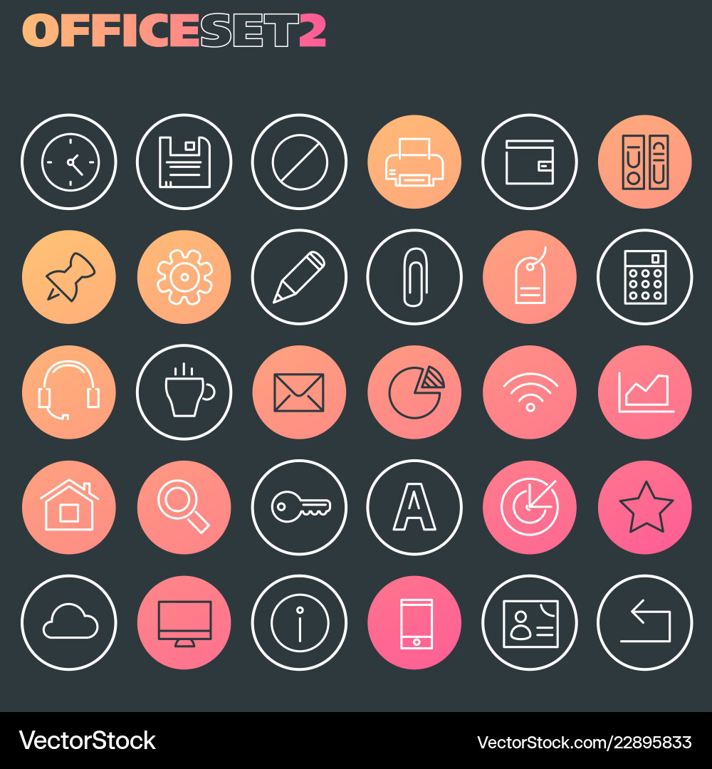 Inline office icons collection trendy line Vector Image
