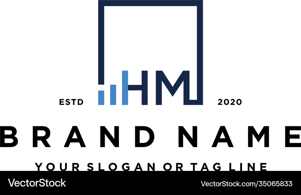 Letter hm square logo finance design Royalty Free Vector