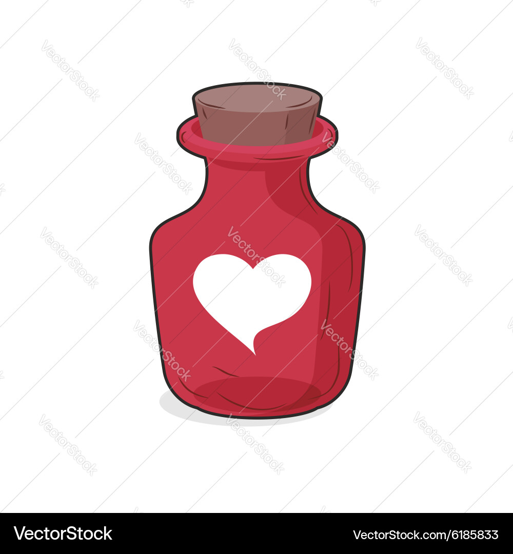 Magic red bottle love potion symbol heart Vector Image