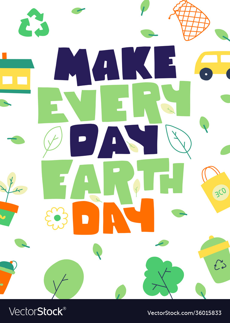 Make every day earth hand drawn lettering Vector Image