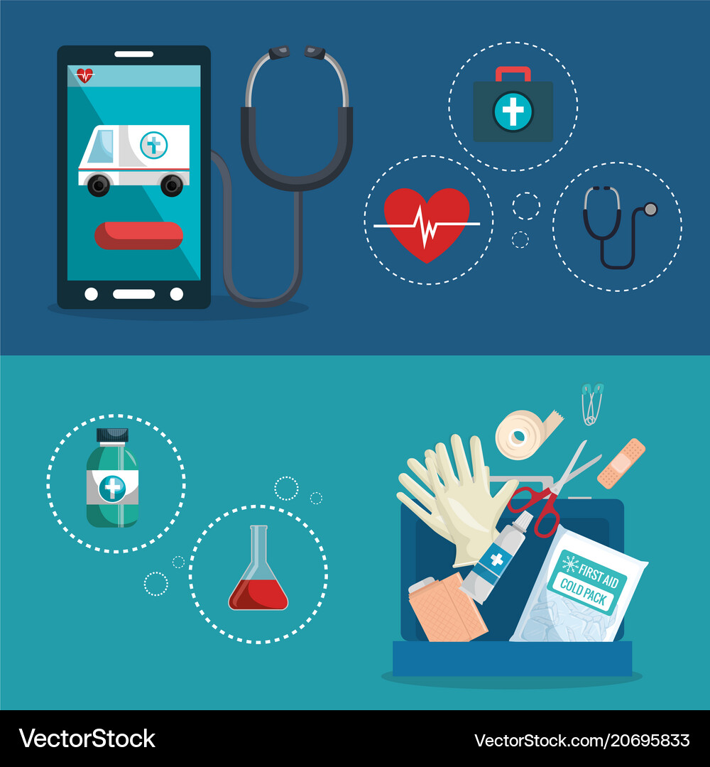 Medical service set icons Royalty Free Vector Image
