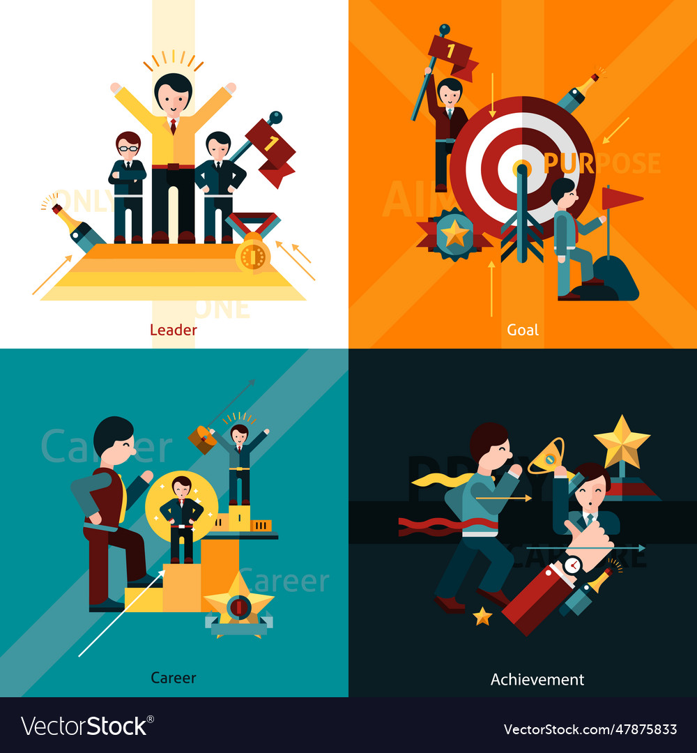 Success flat set Royalty Free Vector Image - VectorStock