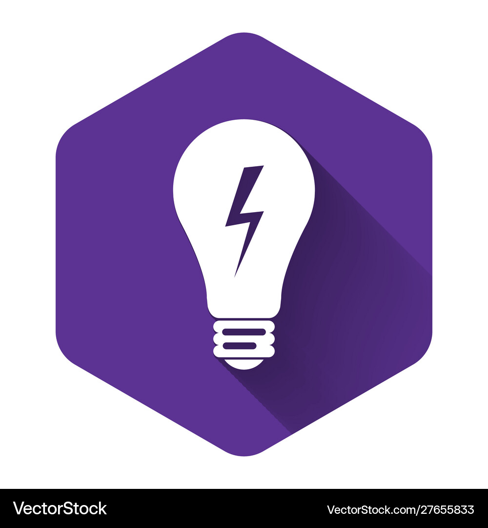 White light lamp sign bulb with lightning symbol Vector Image