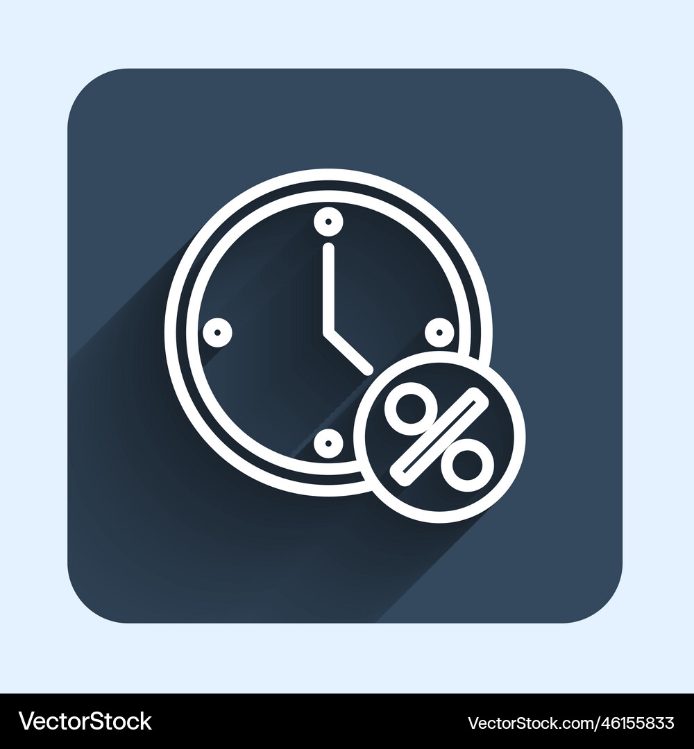 White line clock and percent discount icon Vector Image