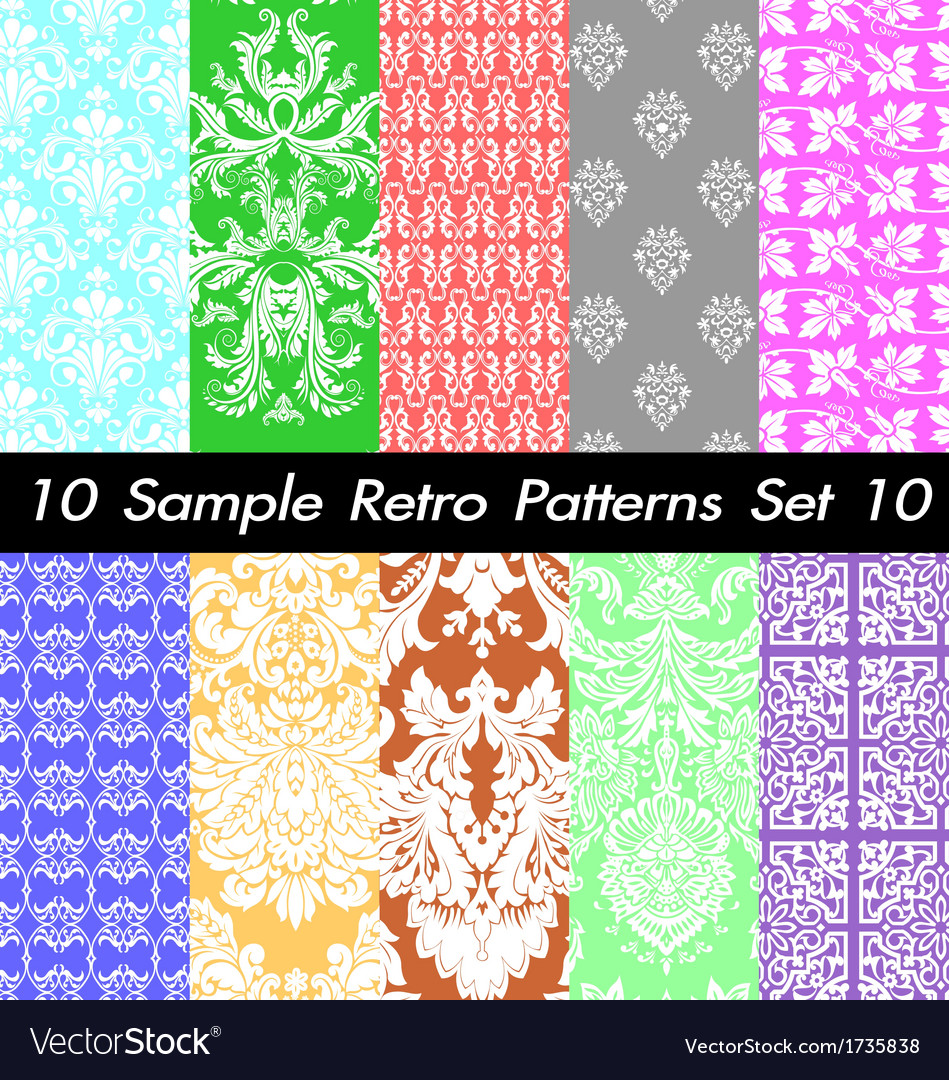 10 Retro Patterns Textures Set 10 Royalty Free Vector Image