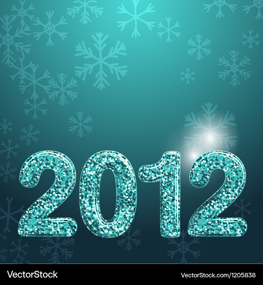 Banner for 2012 year made with blue glossy glitter