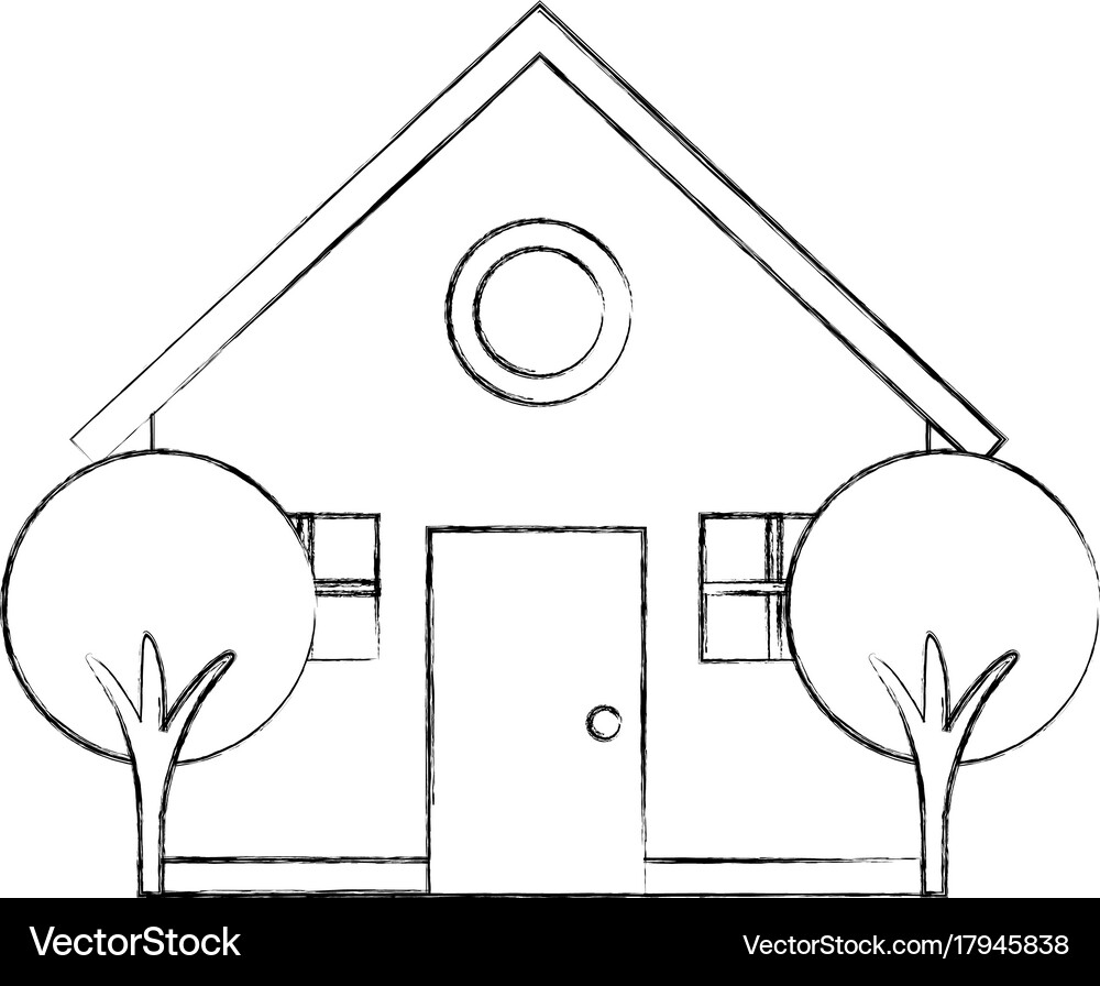 Beautiful house building with trees Royalty Free Vector