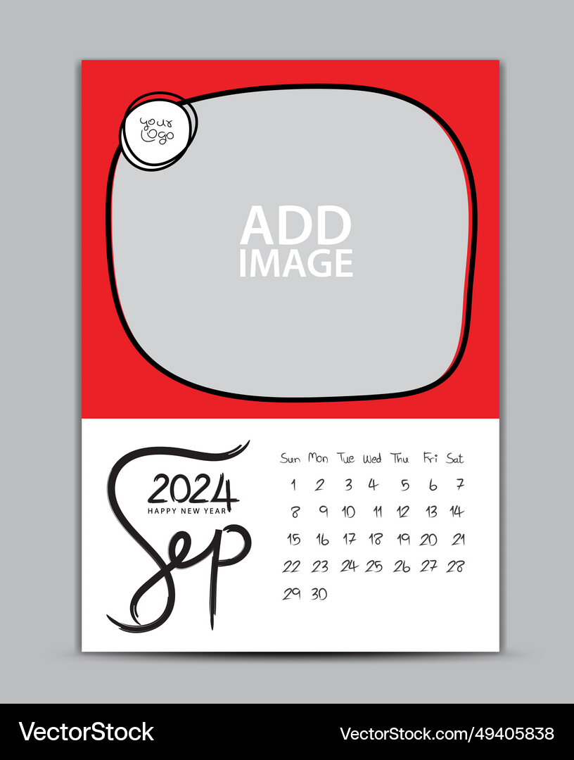Calendar 2024 year design - september wall Vector Image