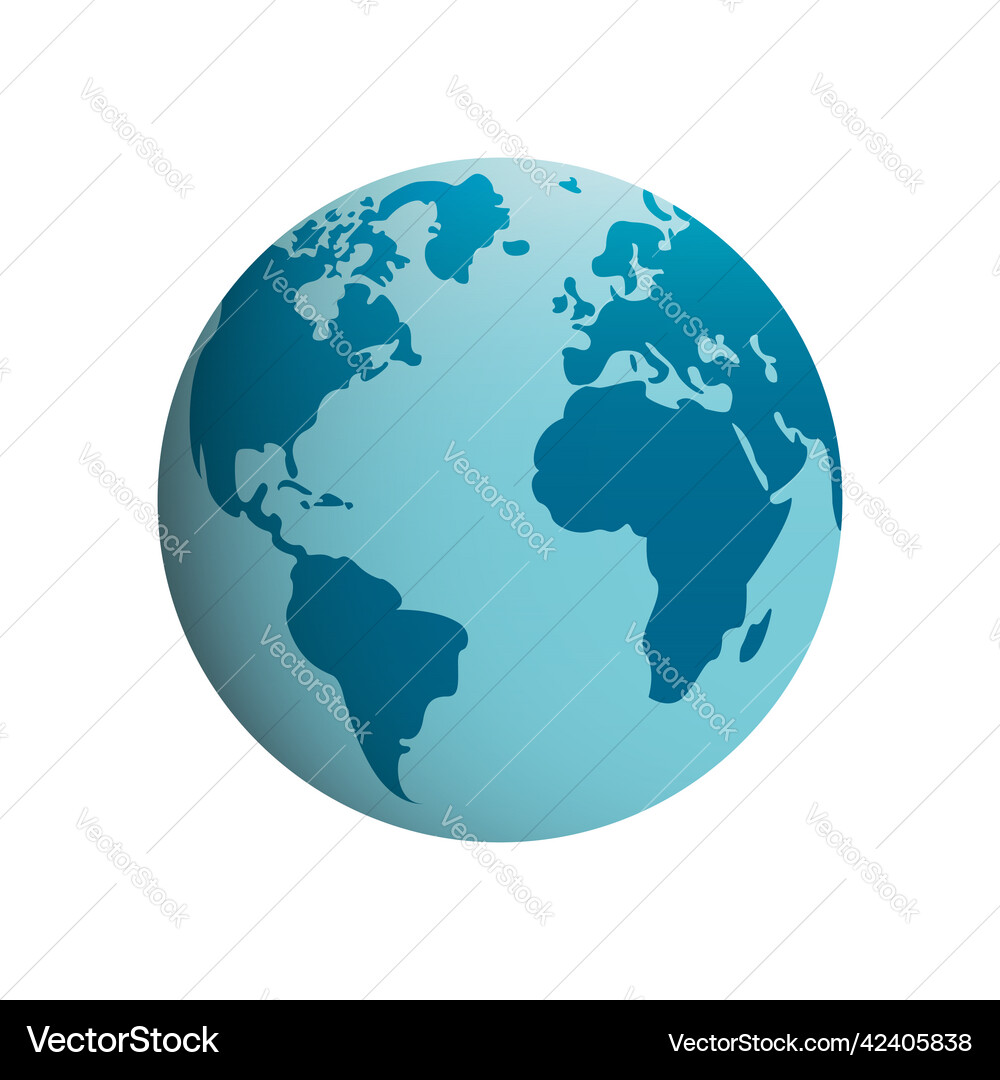 Circle globe world blue cartoon icon global map Vector Image