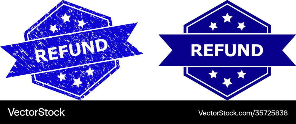 Hexagon refund stamp seal with unclean style Vector Image