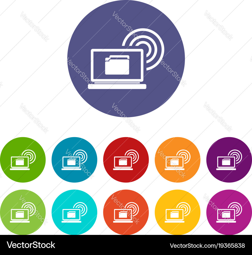 Laptop and wireless set icons Royalty Free Vector Image