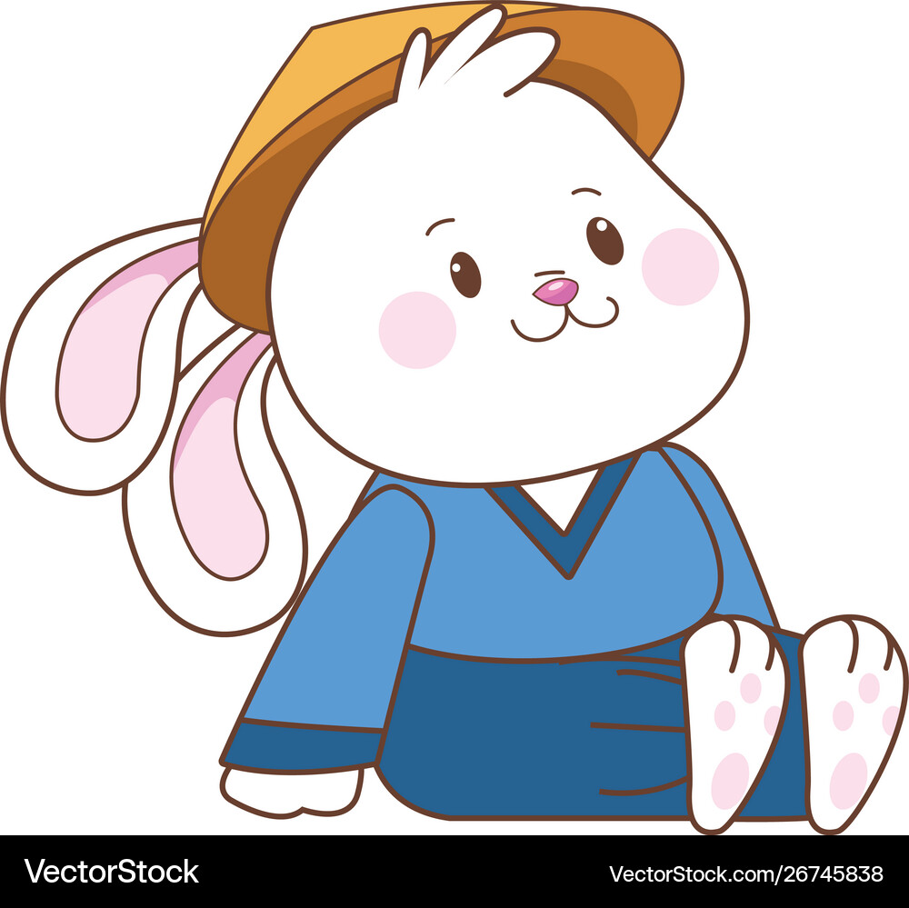 Mid autumn cute rabbit cartoon Royalty Free Vector Image
