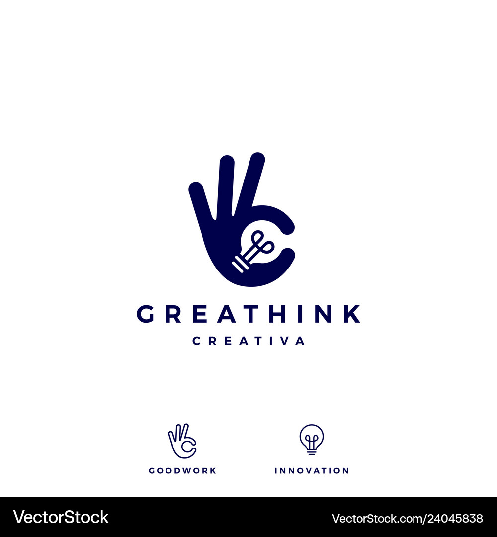 Ok hand gesture bulb idea logo icon Royalty Free Vector