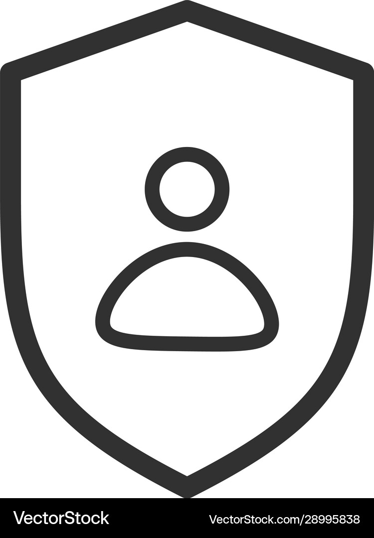 Privacy icon flat shield with person silhouette Vector Image