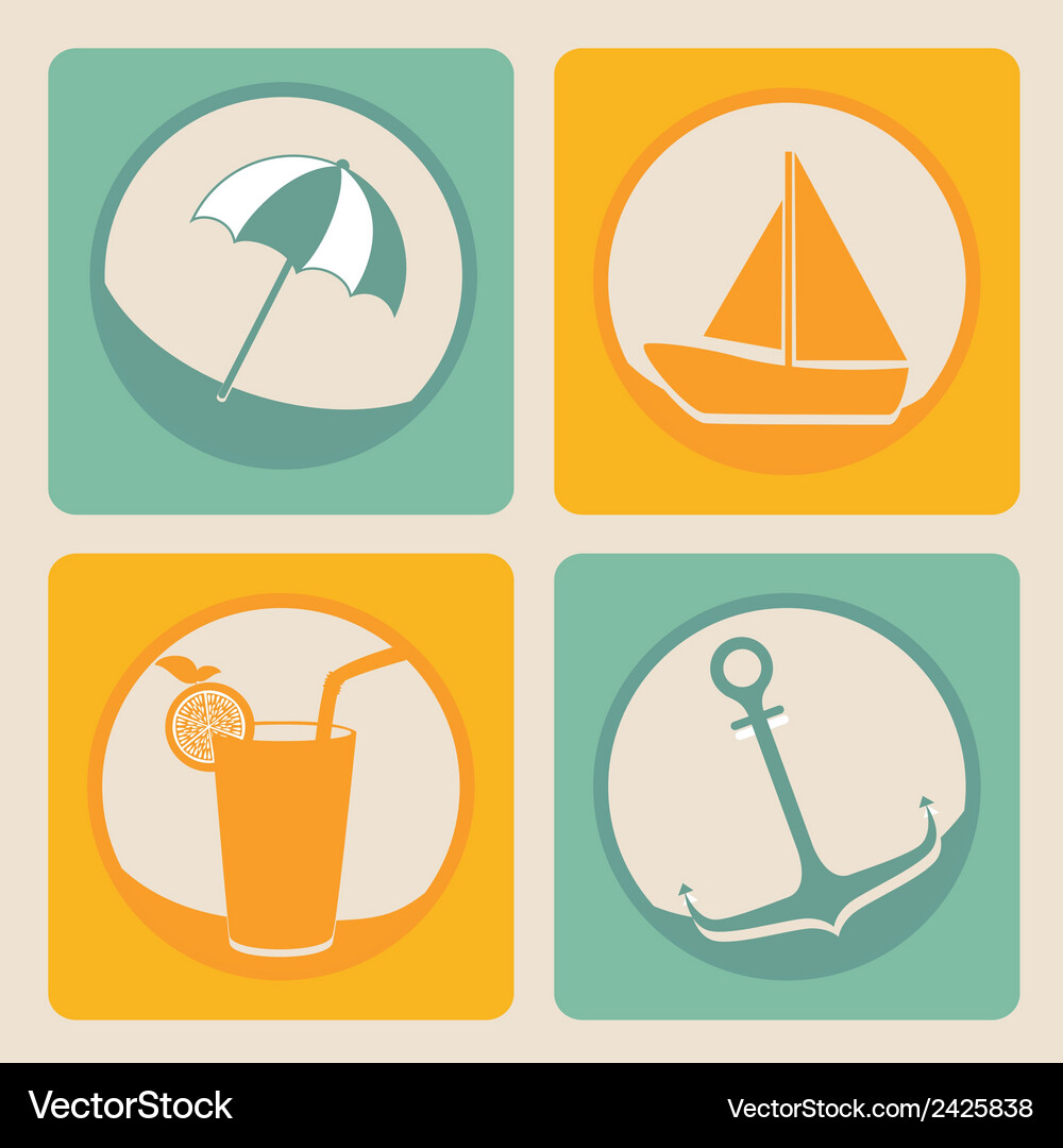 Sea icons over white background Royalty Free Vector Image