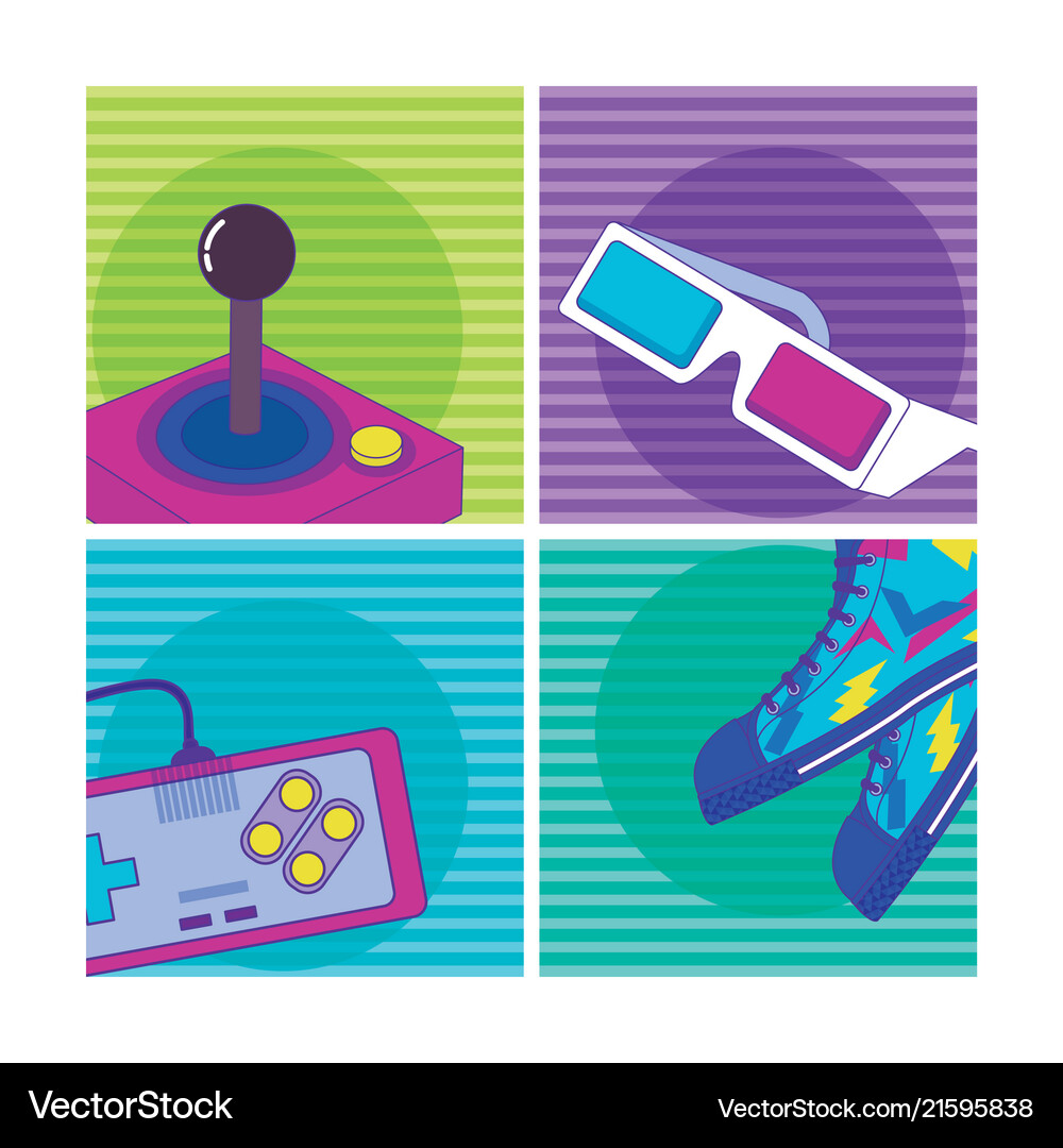 Set of 90s cartoons elements Royalty Free Vector Image