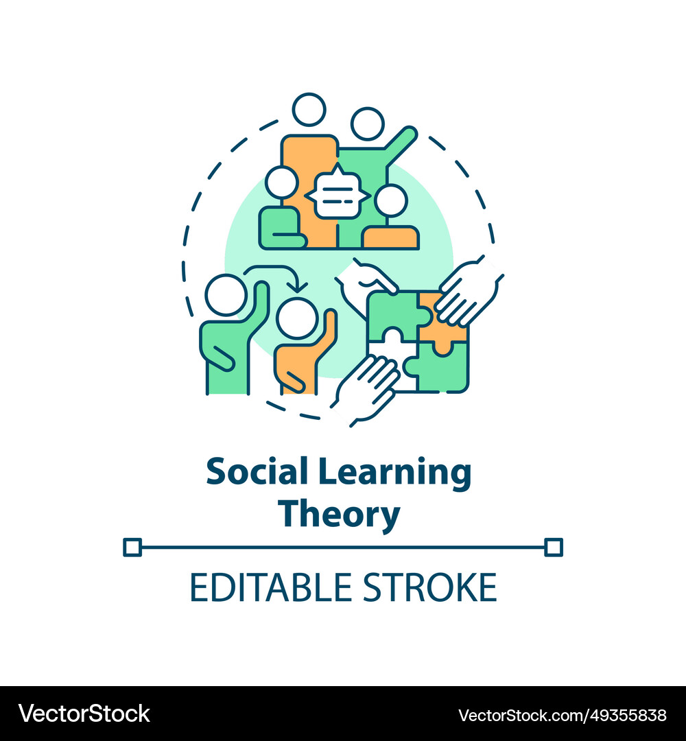 Thin line colorful icon social learning theory Vector Image