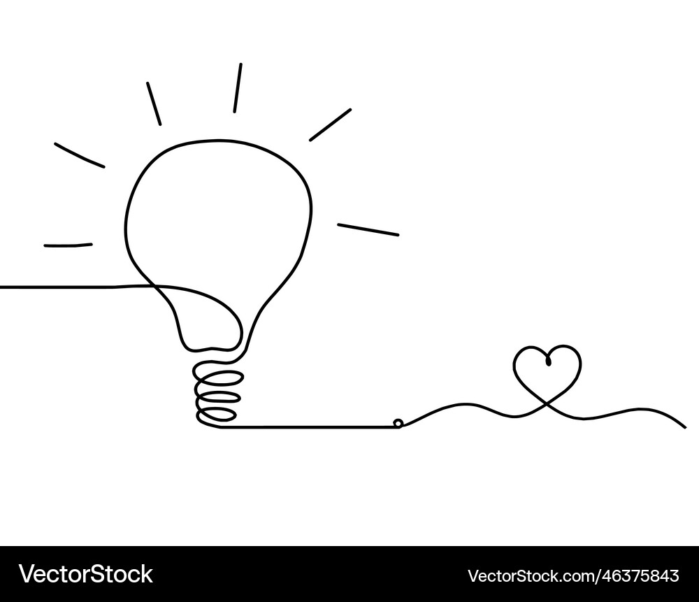 Abstract light bulb with heart as line drawing Vector Image