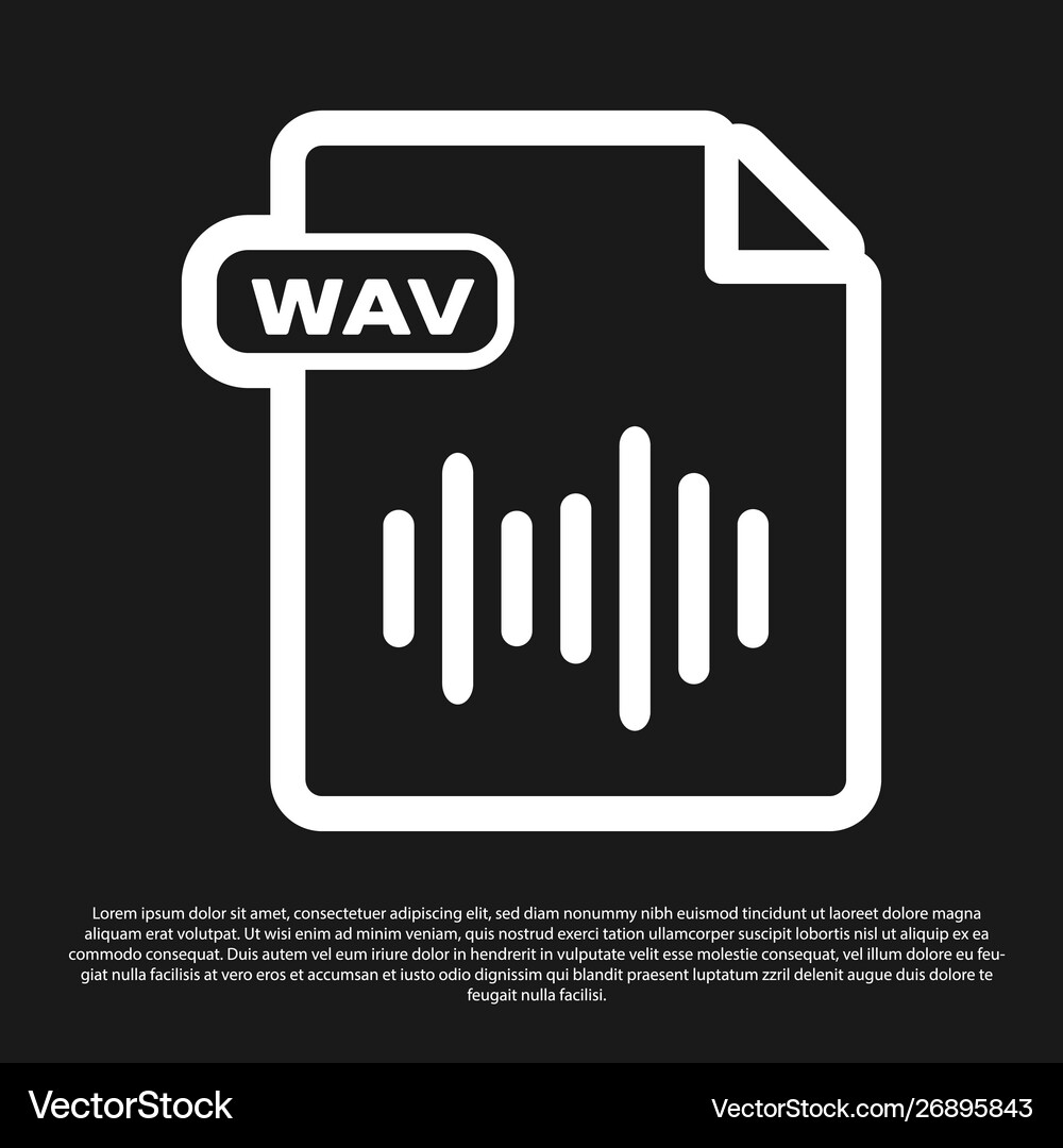 Black wav file document download wav button icon Vector Image