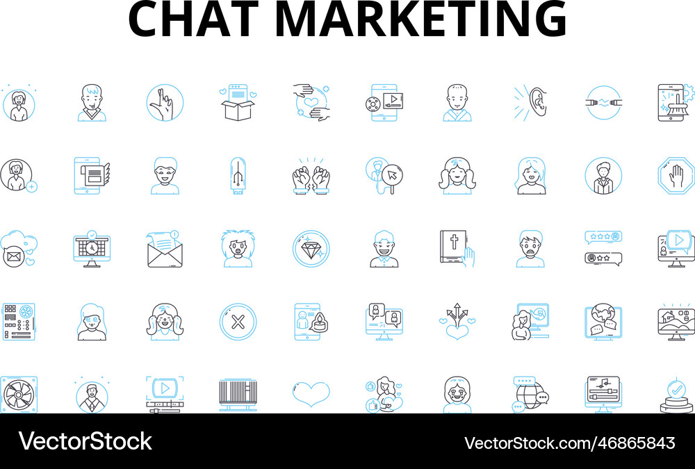 Chat marketing linear icons set conversational Vector Image