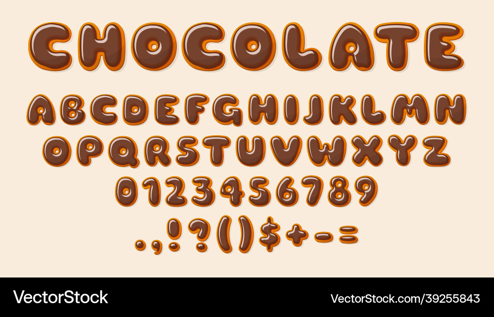 Chocolate abc bakery letters alphabet letter Vector Image