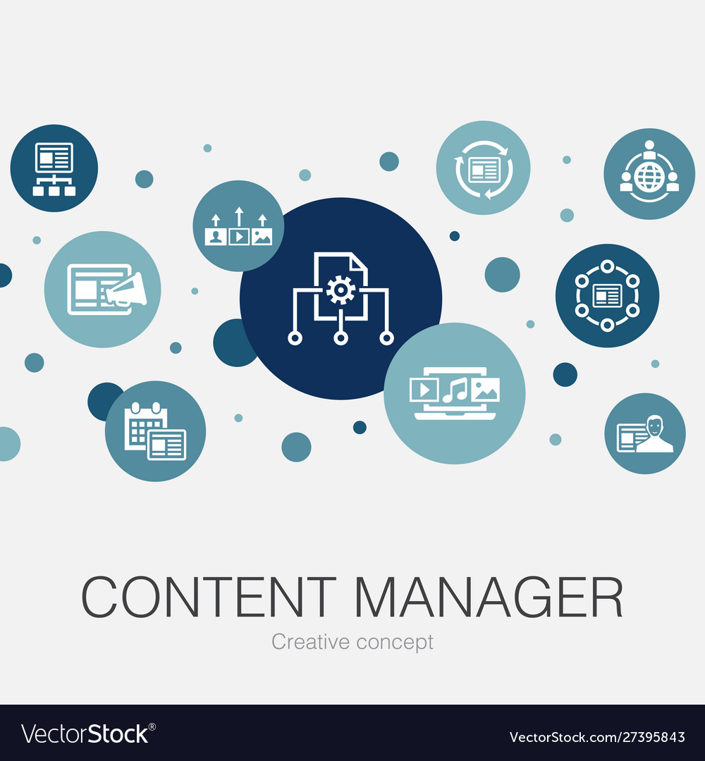 Content management trendy circle template Vector Image Content management trendy circle template Vector Image