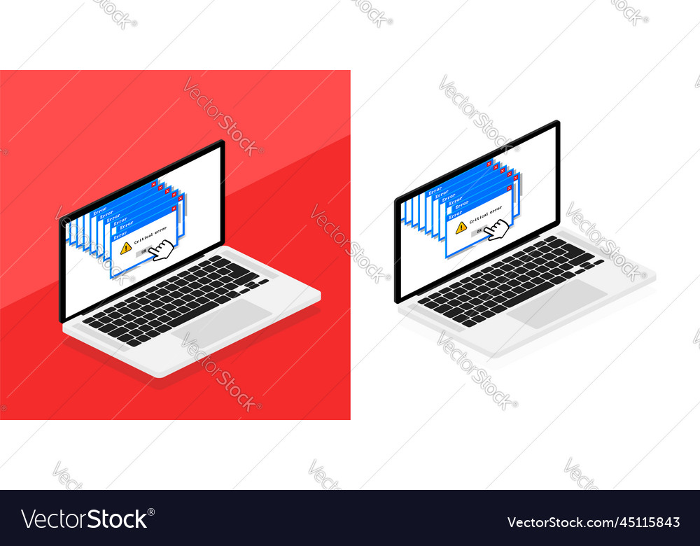 Error Message On Laptop Screen Critical Royalty Free Vector