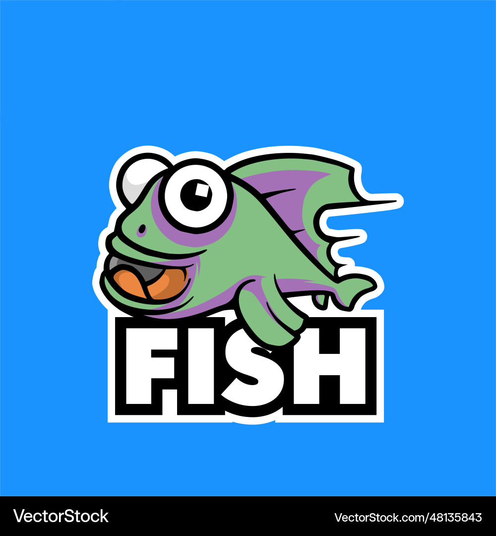 Fish funny predator Royalty Free Vector Image - VectorStock