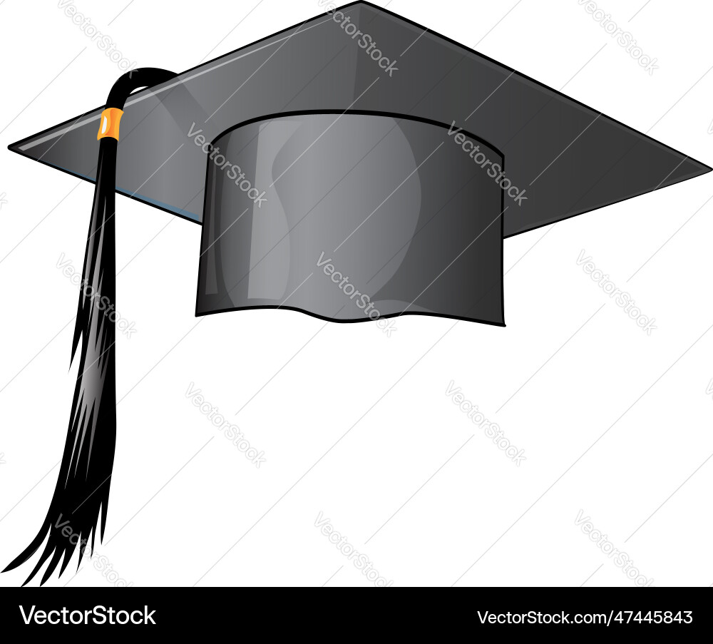 Graduation university or college black cap Vector Image