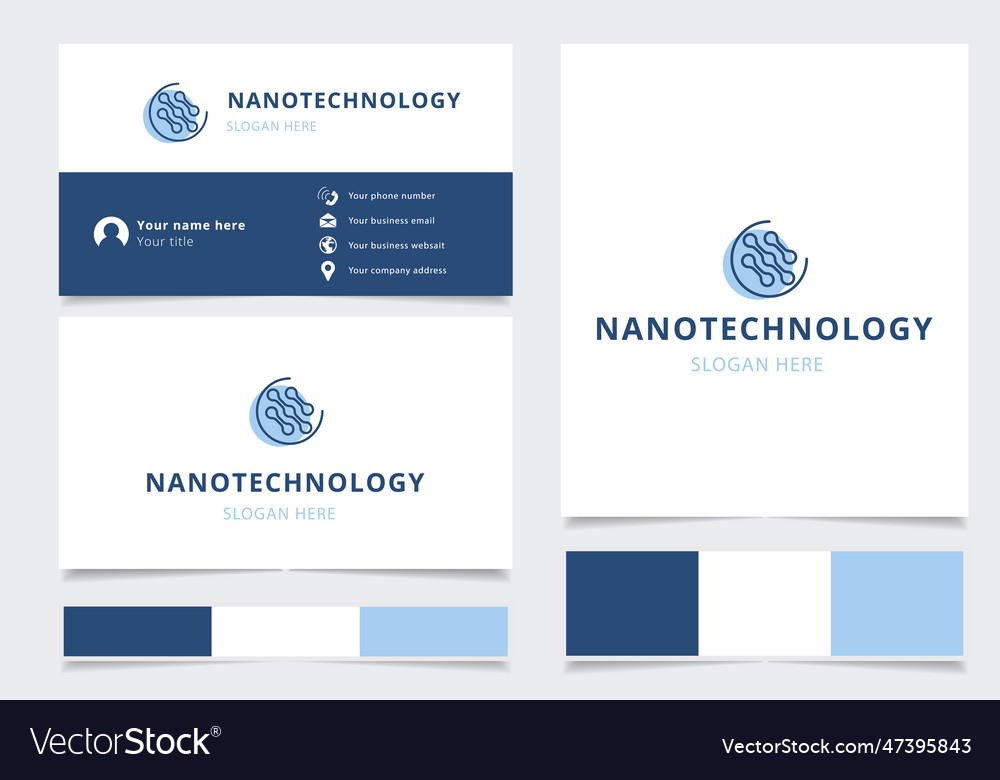 Nanotechnology logo design with editable slogan Vector Image