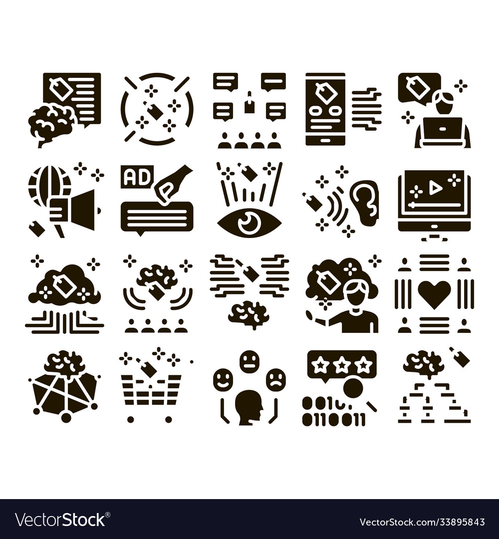Neuromarketing business strategy icons set Vector Image Neuromarketing business strategy icons set Vector Image