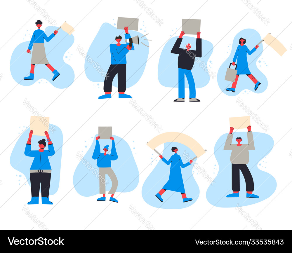 People taking part protest parade or rally Vector Image