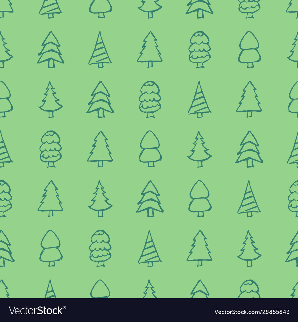 Seamless pattern with hand drawn christmas trees Vector Image