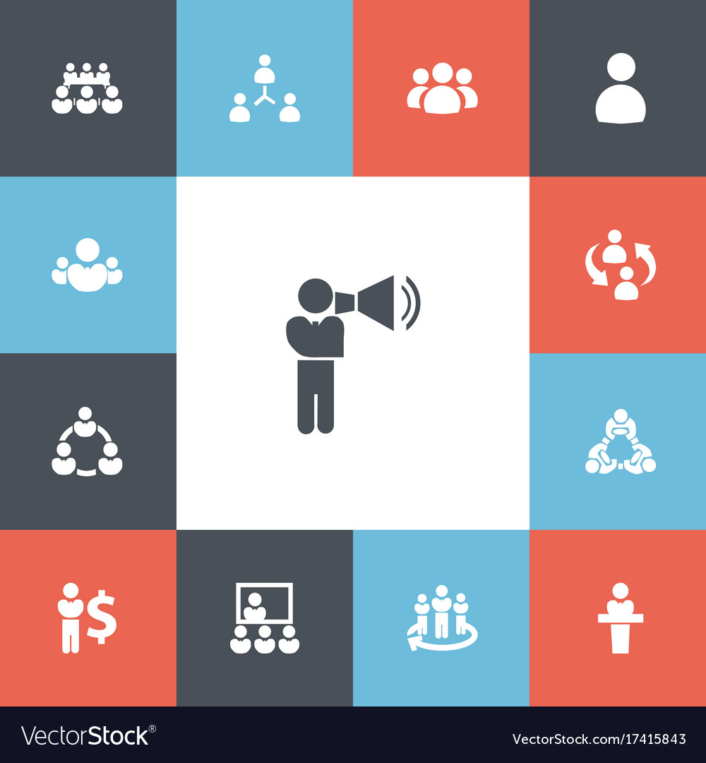 Set of 13 editable team icons includes symbols Vector Image