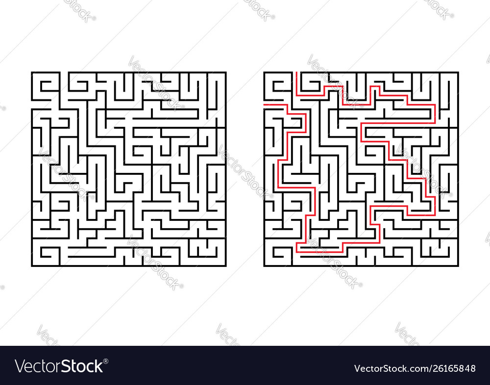 Abstract square maze simple flat isolated Vector Image