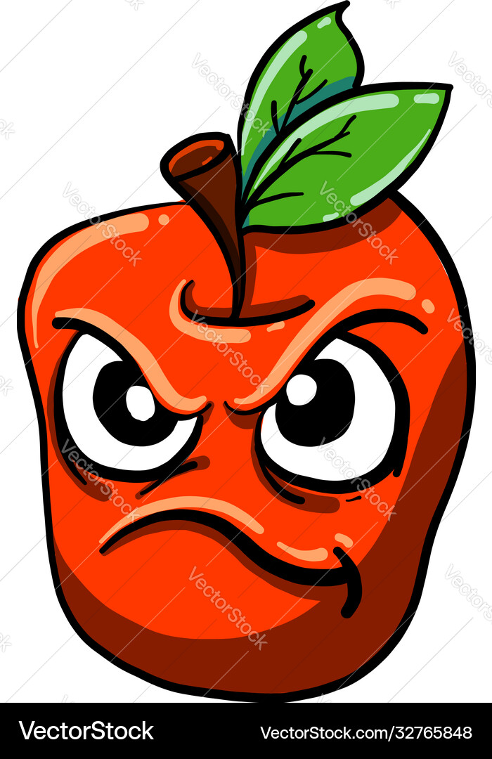 Angry apple on white background Royalty Free Vector Image